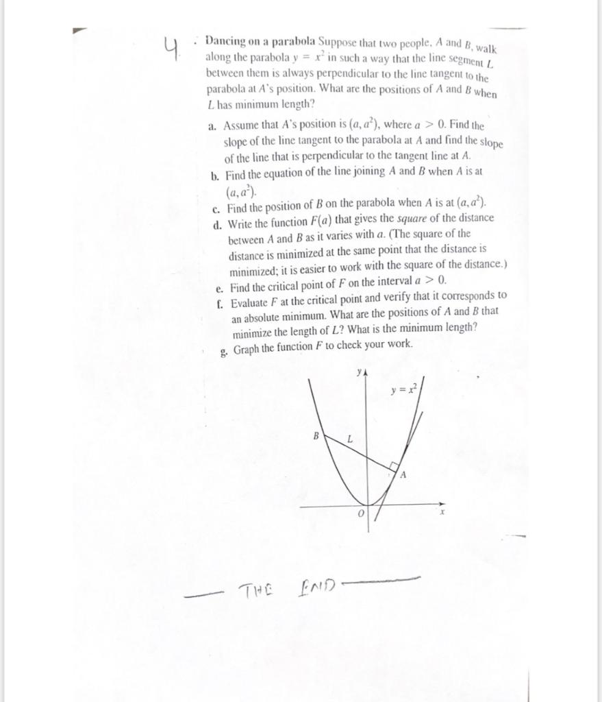 Solved - Dancing on a parabola Suppose that two people. A | Chegg.com