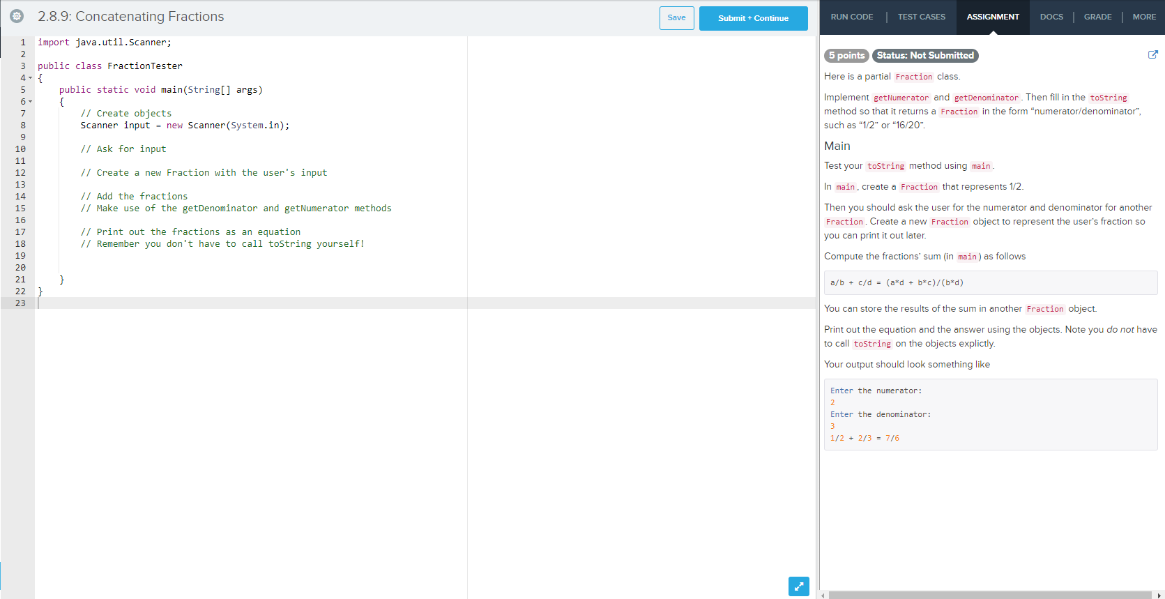 Solved public class Fraction { private int numerator; | Chegg.com