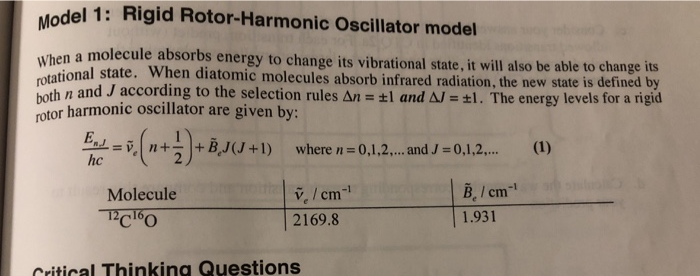 Solved Model 1: Rigid Rotor-Harmonic Oscillator model. en a | Chegg.com
