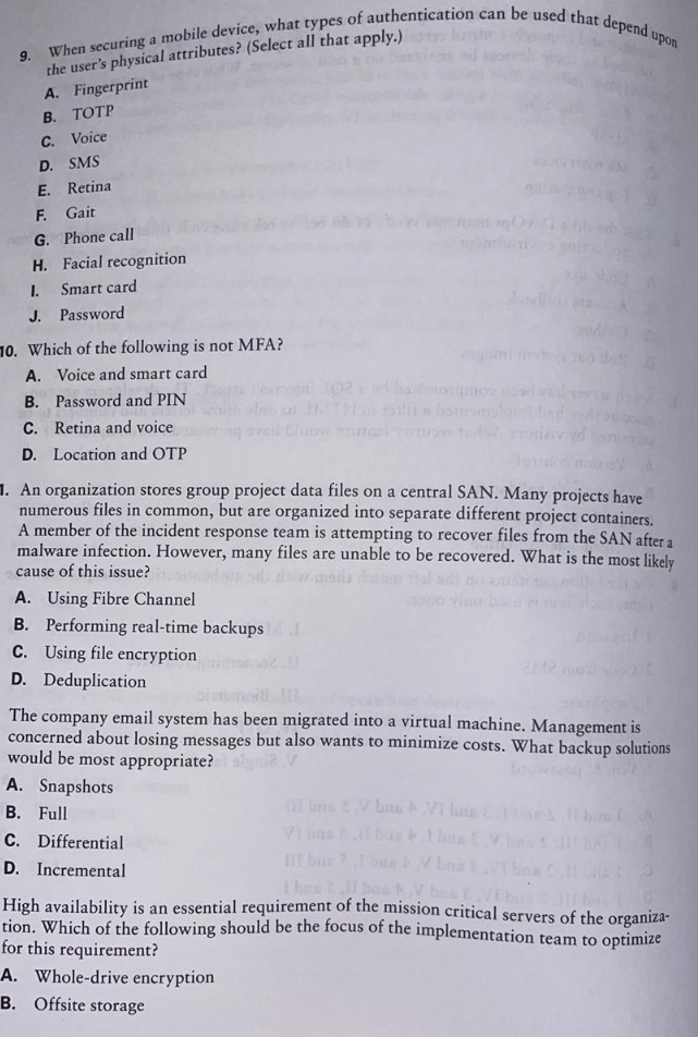 Solved 9. When securing a mobile device, what types of | Chegg.com