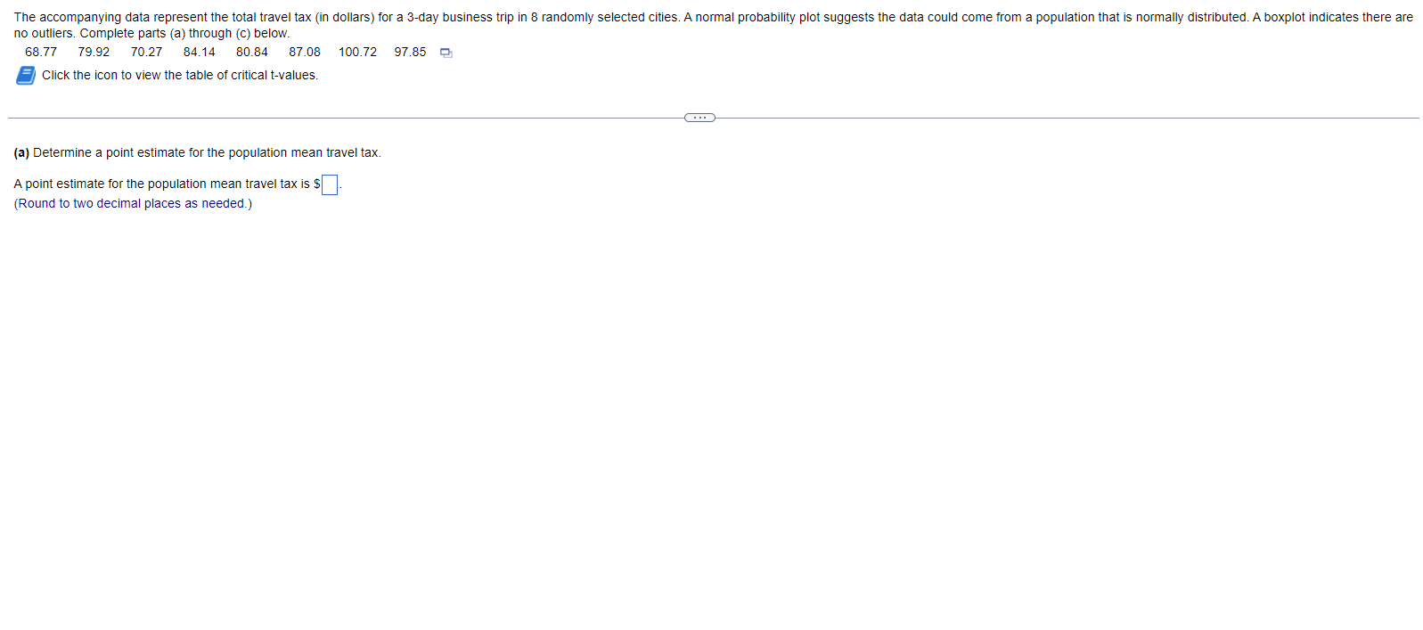 Solved no outliers. Complete parts (a) through (c) below. | Chegg.com