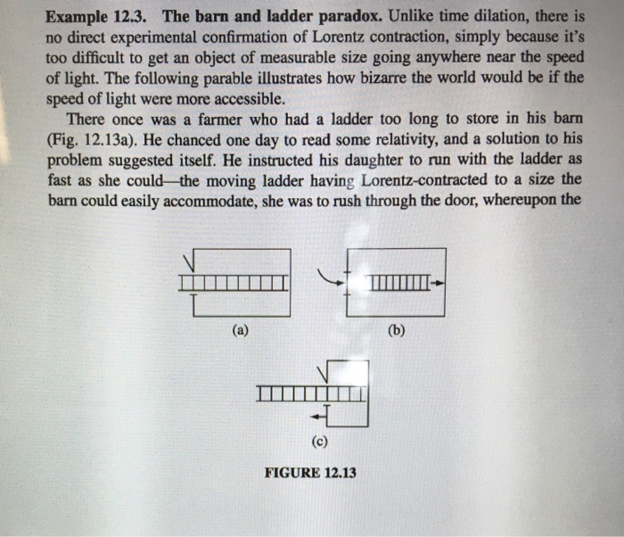 Solved 3. Read the example of the barn and ladder paradox in | Chegg.com