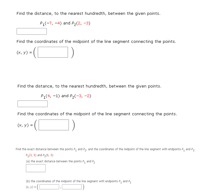 Solved Find the distance, to the nearest hundredth, between | Chegg.com