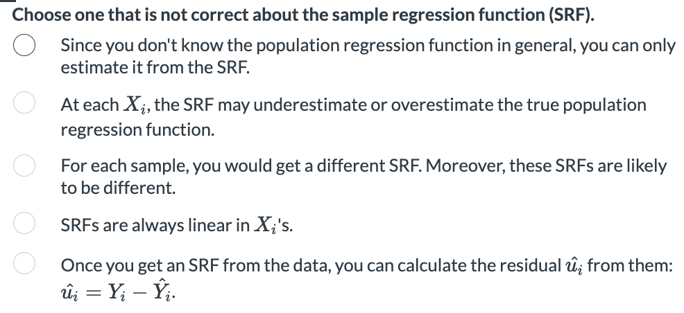 Solved Since you don't know the population regression | Chegg.com