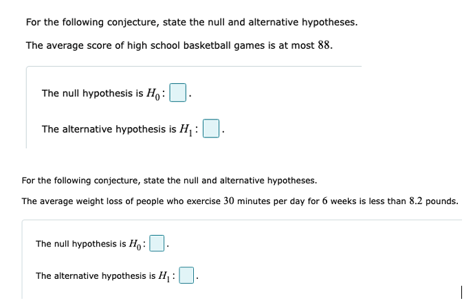 Solved For the following conjecture, state the null and | Chegg.com