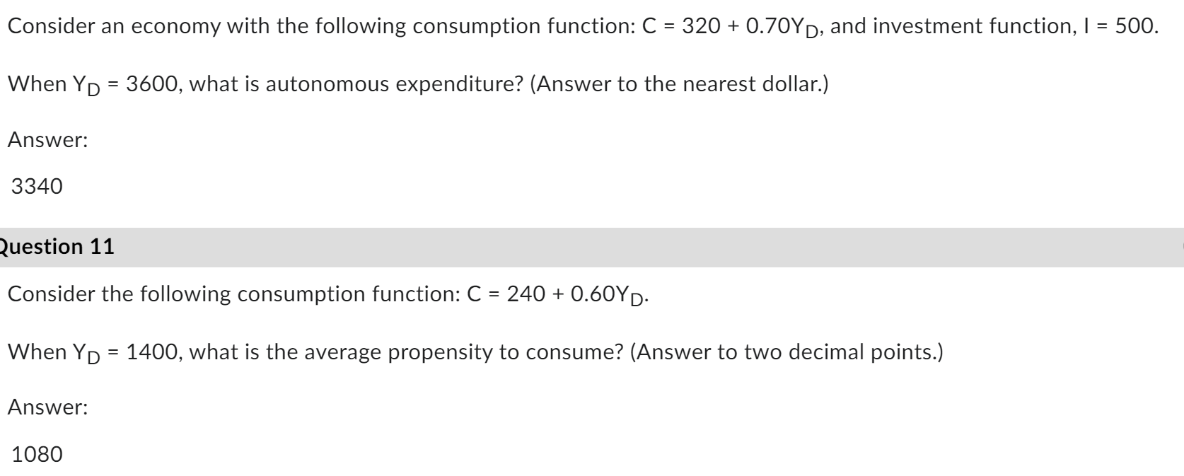 Solved Consider an economy with the following consumption | Chegg.com