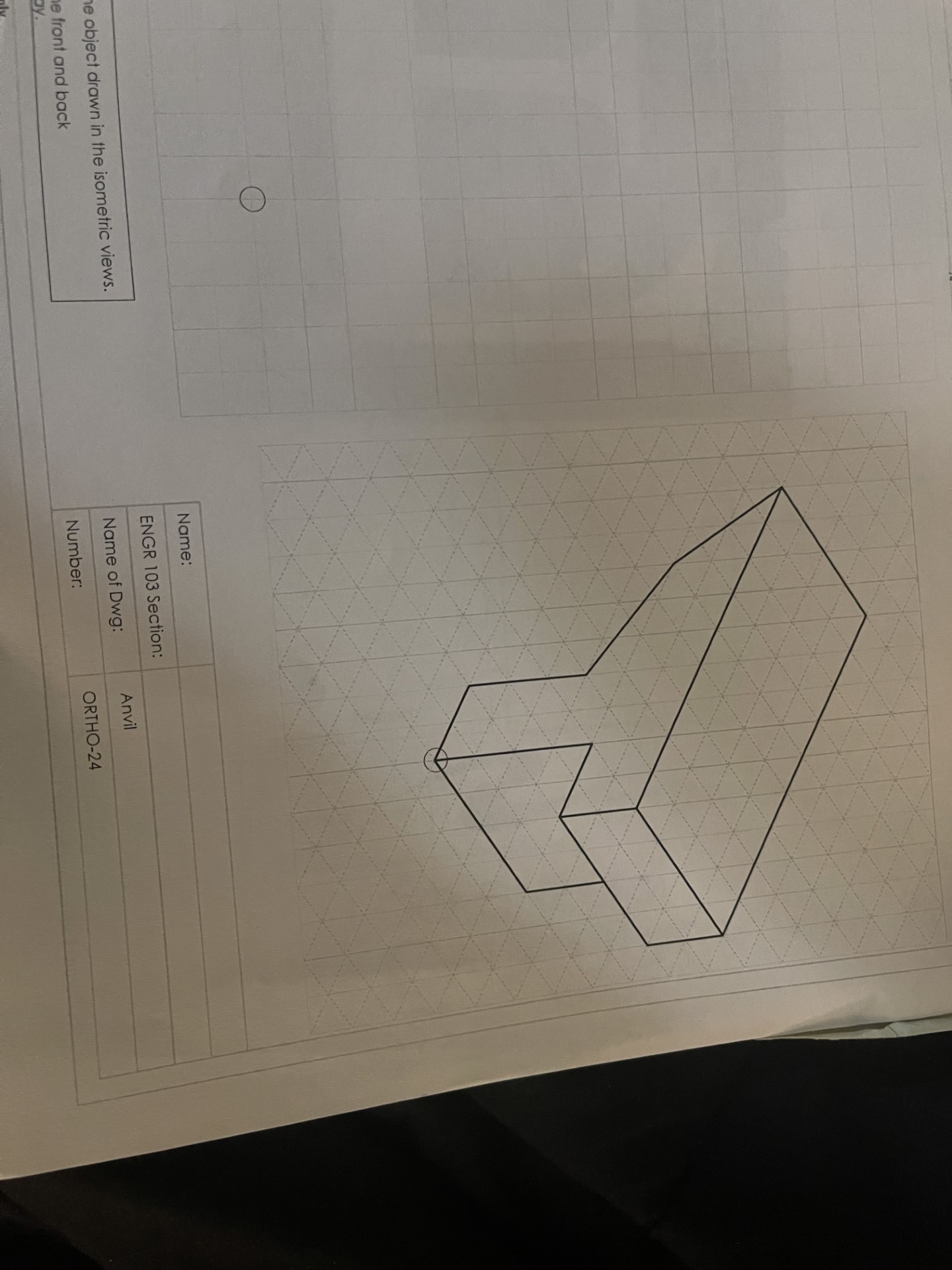 Solved e object drawn in the isometric views. front and back | Chegg.com