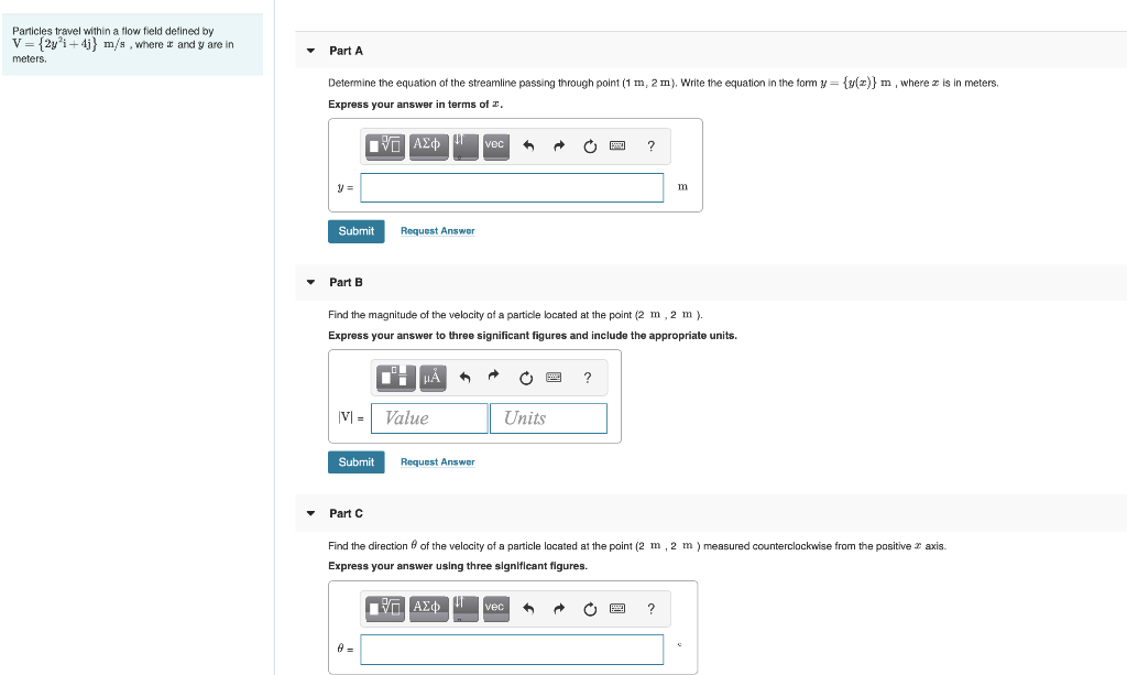 Solved Particles travel within a flow field defined by V= | Chegg.com