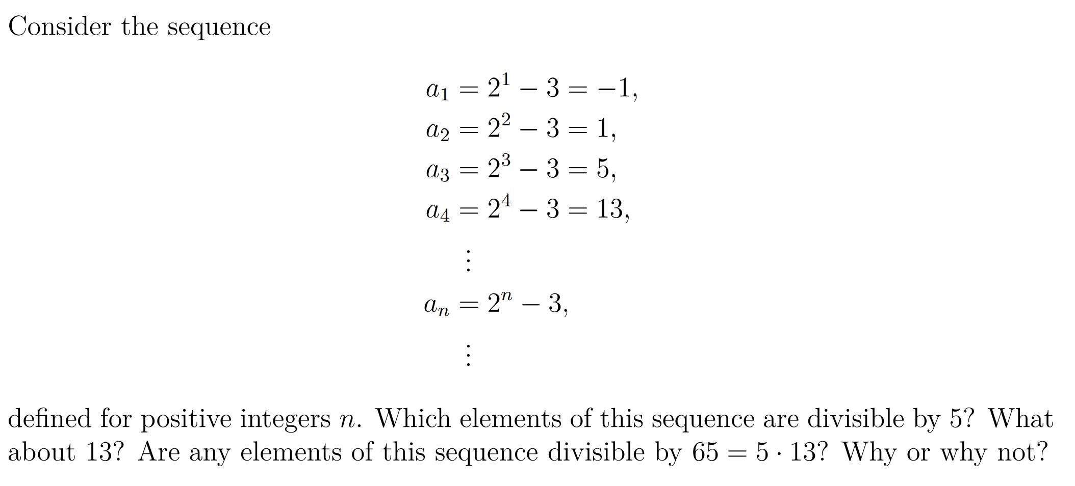 Solved Consider the sequence | Chegg.com