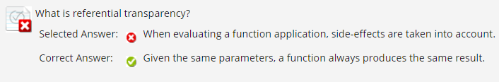 Solved X What is referential transparency? Selected Answer: | Chegg.com