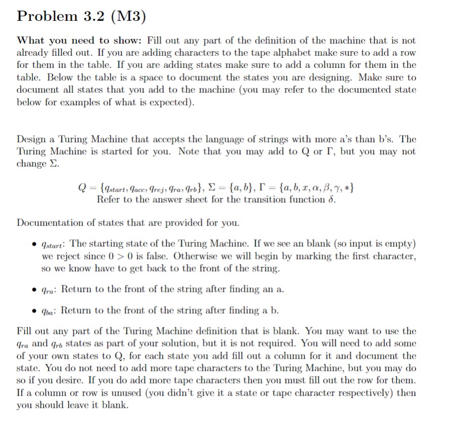 Solved Problem 3.2 (M3)What you need to show: Fill out any | Chegg.com