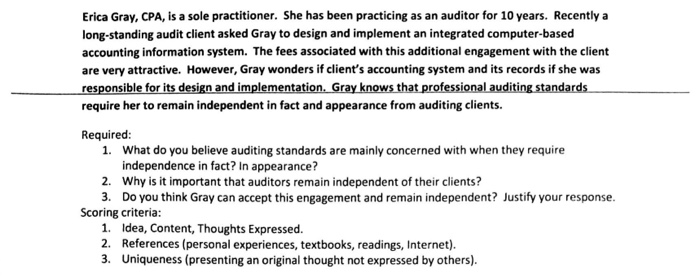 Solved Erica Gray, CPA, is a sole practitioner. She has been | Chegg.com