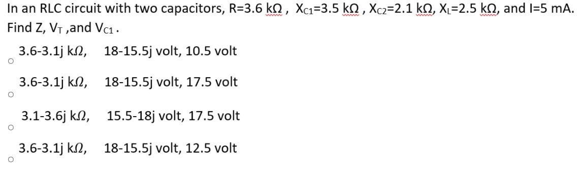 Solved In an RLC circuit with two capacitors, R=3.6 kg, | Chegg.com