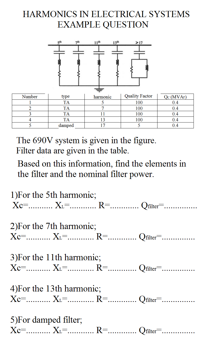 HARMONICS IN ELECTRICAL SYSTEMS EXAMPLE QUESTION 5th | Chegg.com