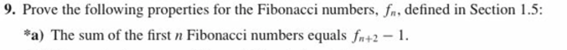 Solved 9. Prove the following properties for the Fibonacci | Chegg.com