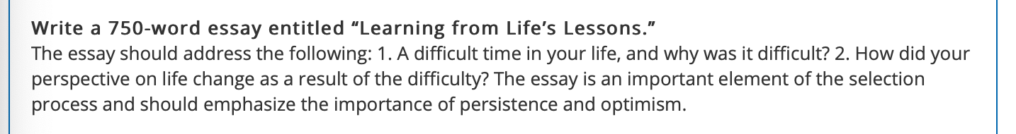 Write a 750-word essay entitled “Learning from Life's | Chegg.com