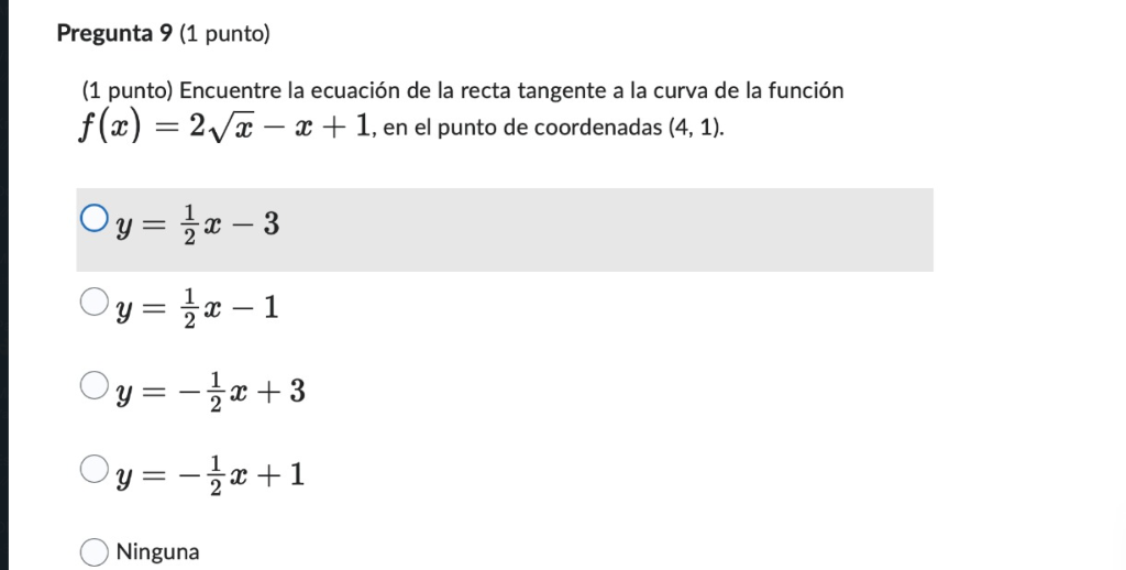 Solved (1 punto) Encuentre la ecuación de la recta tangente | Chegg.com