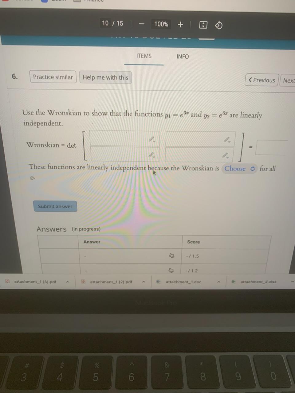 Solved Use the Wronskian to show that the functions y1=e3x | Chegg.com
