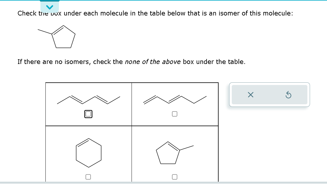 Solved Check the wox under each molecule in the table below | Chegg.com