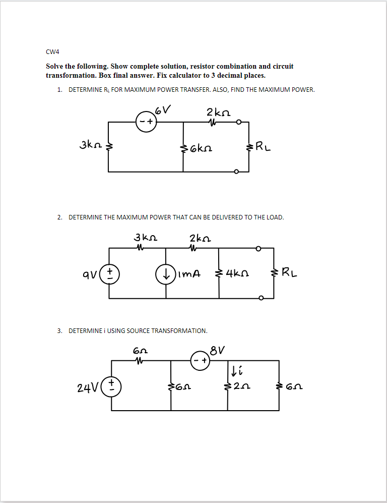 Solve the following. Show complete solution, resistor | Chegg.com