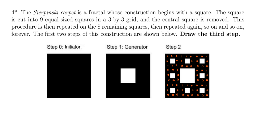 Solved 11. What is the dimension of Sierpinski carpet | Chegg.com