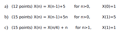 Solved Solve the following recurrence relations using the | Chegg.com