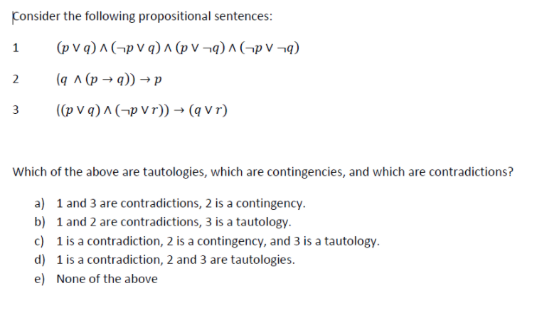 Solved Consider the following propositional sentences: 1 | Chegg.com