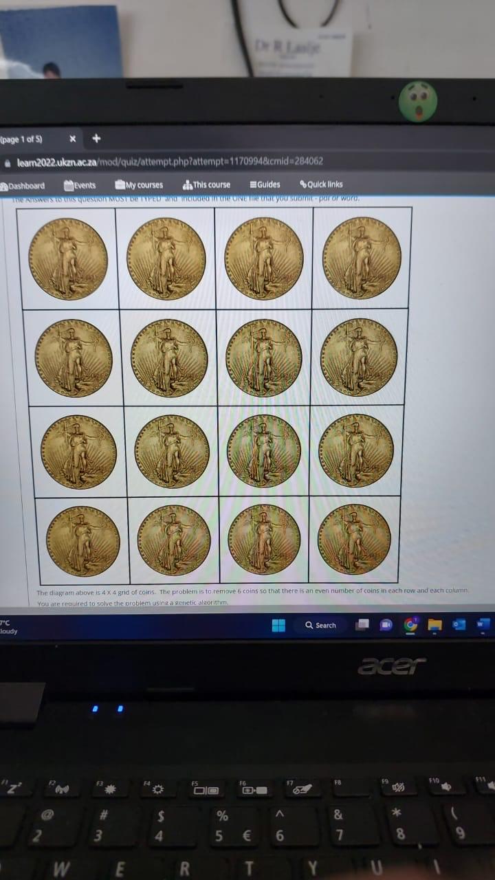 Solved The diagram above is 4 X 4 grid of coins. The | Chegg.com