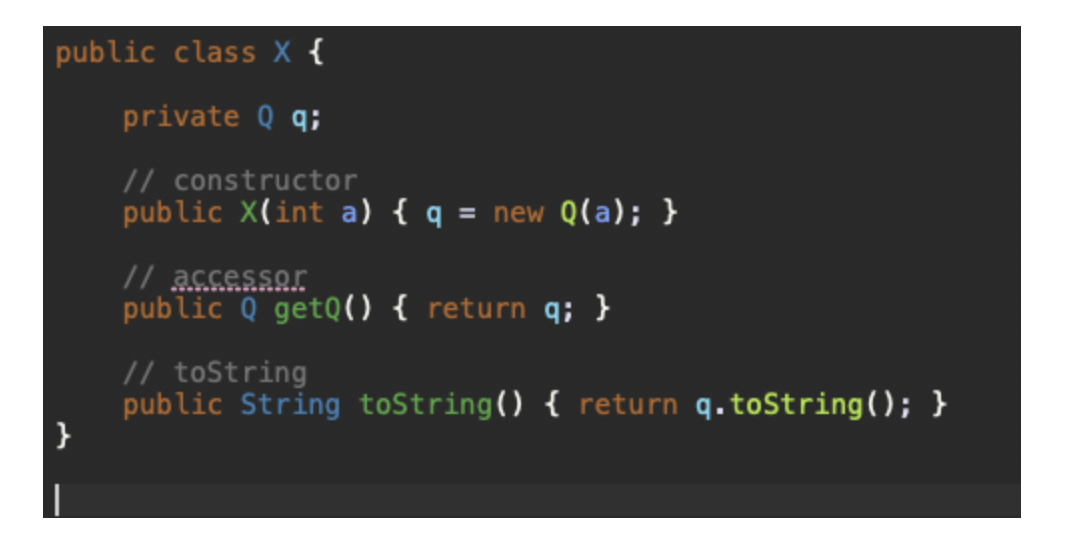 Solved public class Q { public int a; // constructor public | Chegg.com