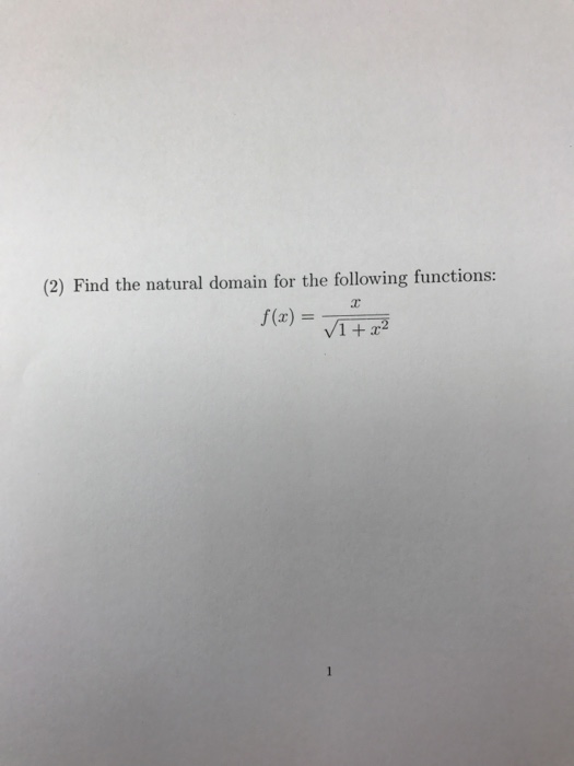 Solved Find the natural domain for the following functions: | Chegg.com