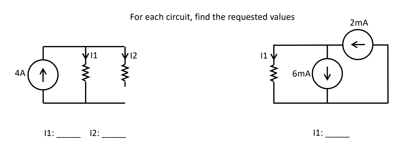 Solved For each circuit, find the requertad ..ll..- I1: 12 : | Chegg.com