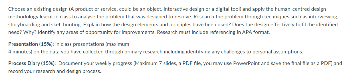 Choose an existing design (A product or service, | Chegg.com