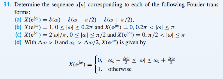 31. Determine the sequence x[n] corresponding to each | Chegg.com