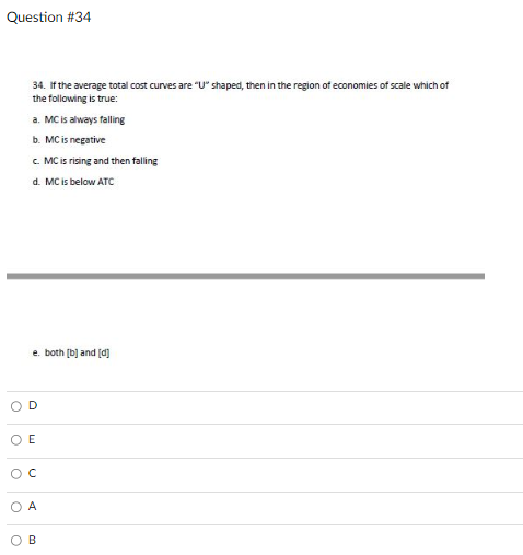 Solved Question \#34 34. If the average total cost curves | Chegg.com