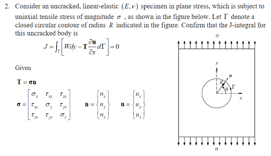 Solved Consider an uncracked, linear-elastic (E,v) specimen | Chegg.com