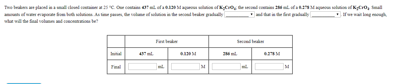 Solved Two beakers are placed in a small closed container at | Chegg.com