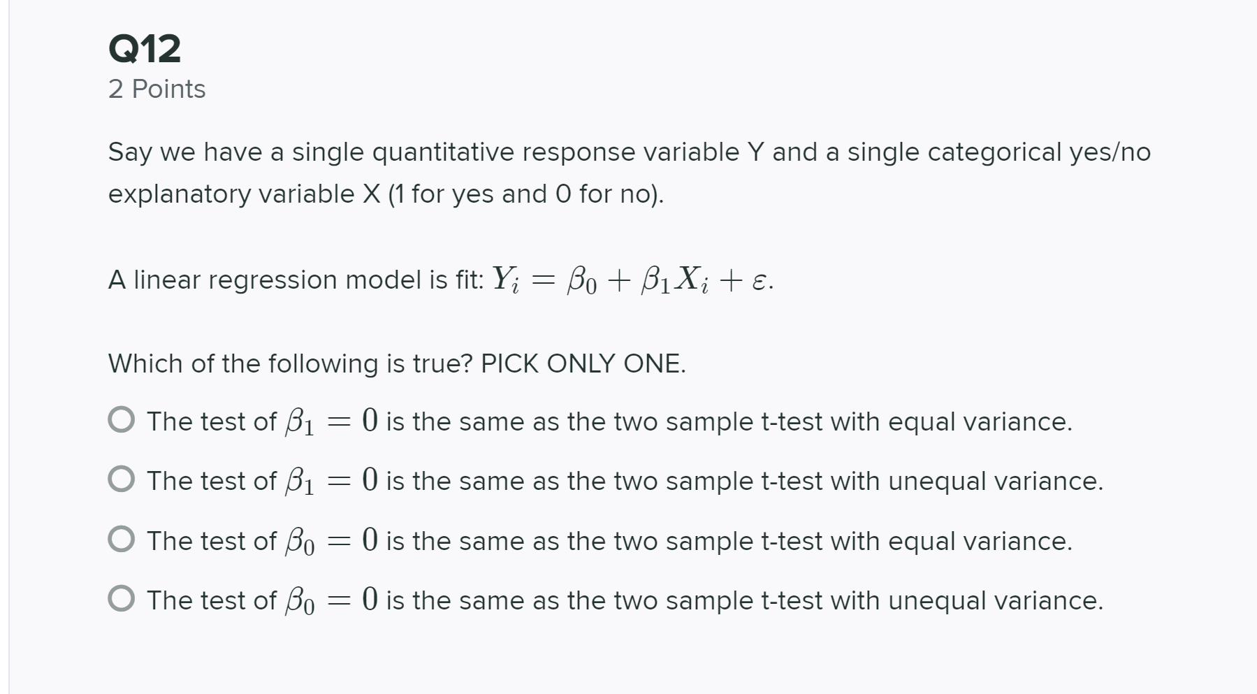 Solved Q12 2 Points Say we have a single quantitative | Chegg.com
