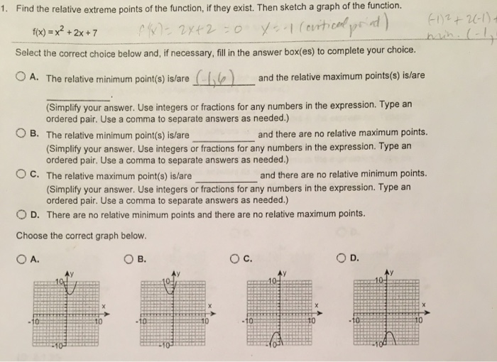 Solved Find the relative extreme points of the function, if | Chegg.com