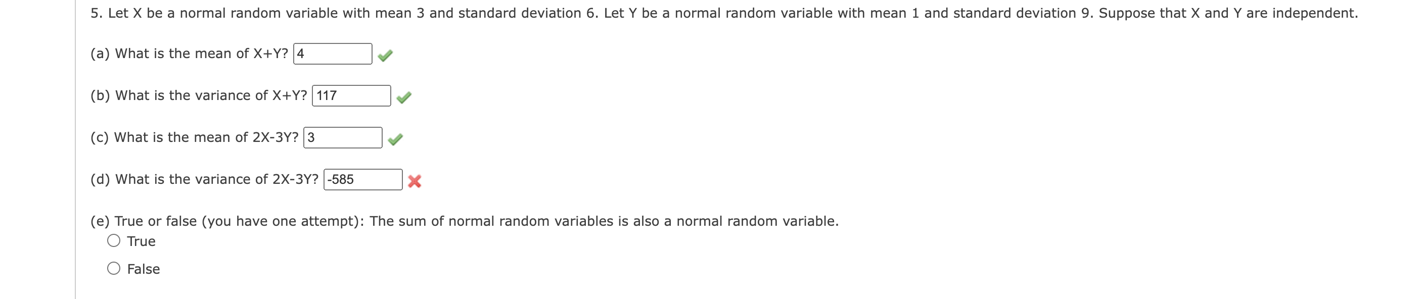 Solved (a) What is the mean of X+Y? (b) What is the variance | Chegg.com