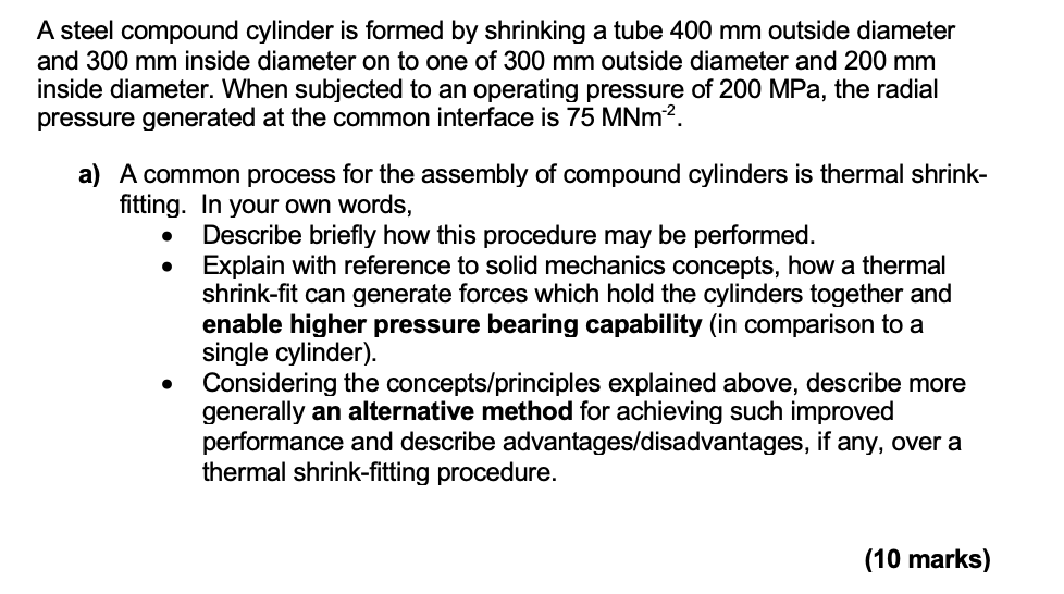 Solved A steel compound cylinder is formed by shrinking a | Chegg.com