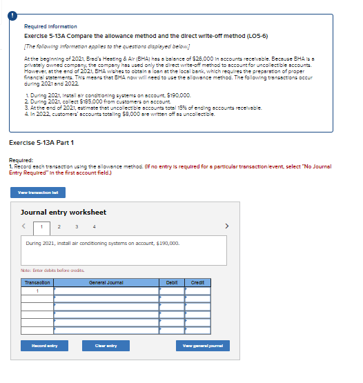 Solved Required information Exercise 5-13A Compare the | Chegg.com