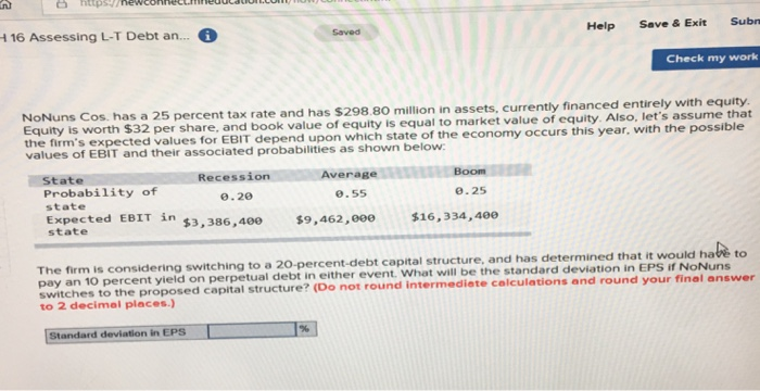 Solved 16 Assessing L-T Debt an.. Help Save & Exit Subn | Chegg.com Solved 16 Assessing L-T Debt an.. Help Save & Exit Subn | Chegg.com