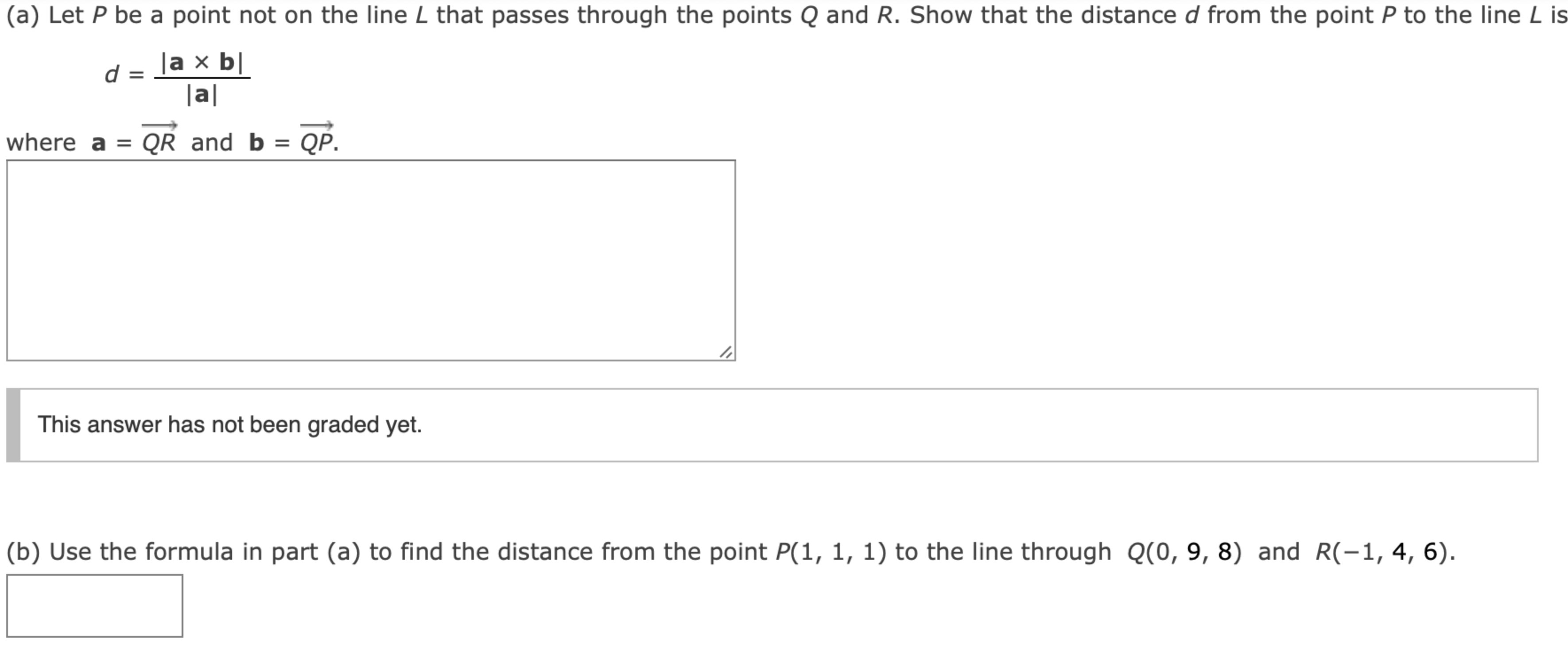 Solved (a) ﻿Let P ﻿be a point not on the line L ﻿that passes | Chegg.com