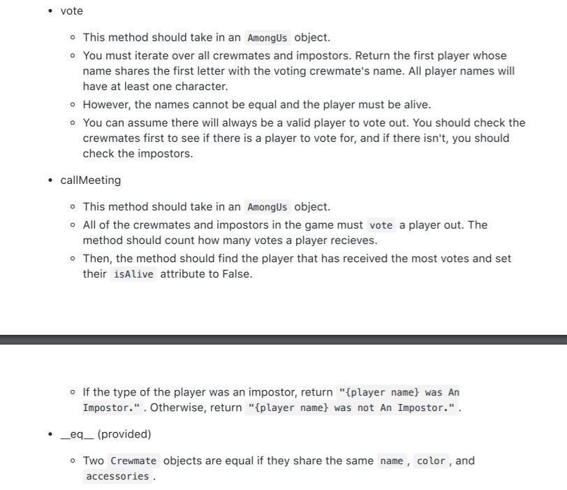 Crewmate Attributes: • name (str): the name of the | Chegg.com