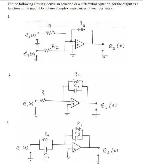 Solved For the following circuits, derive an equation or a | Chegg.com