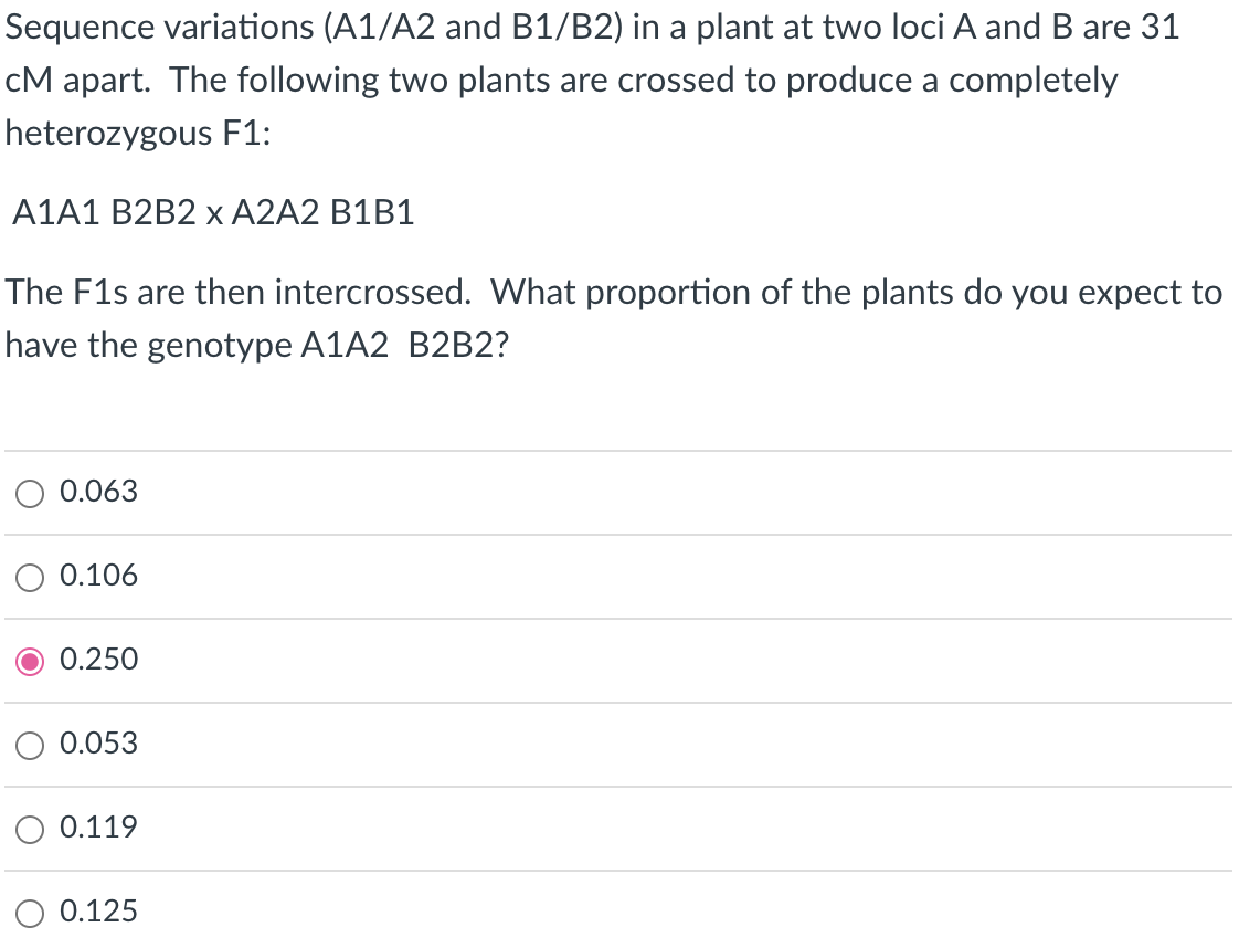 Solved Sequence variations (A1/A2 and B1/B2) in a plant at | Chegg.com