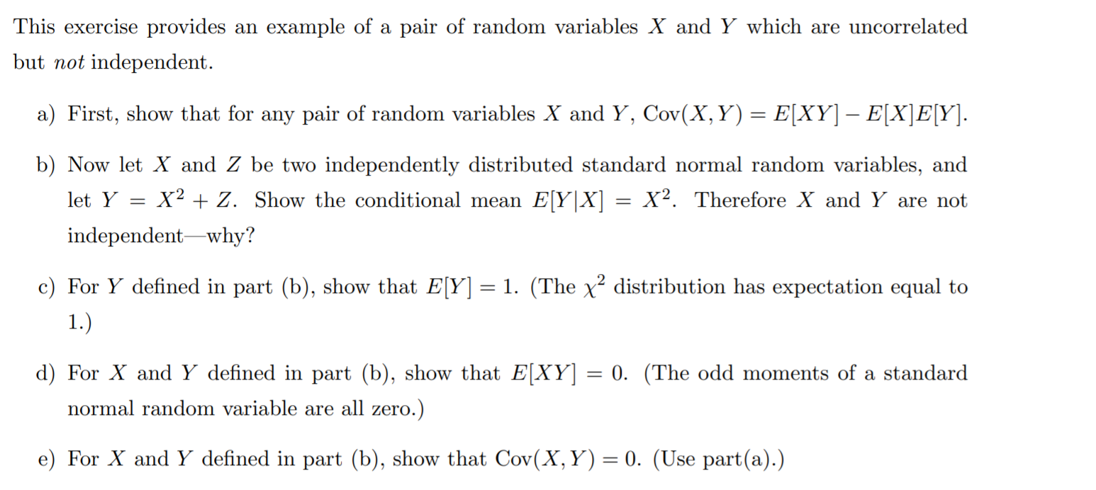 Solved This exercise provides an example of a pair of random | Chegg.com
