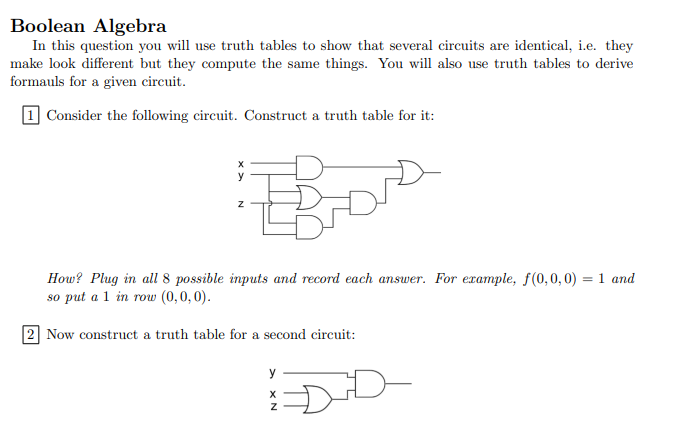 Solved Boolean Algebra In this question you will use truth | Chegg.com