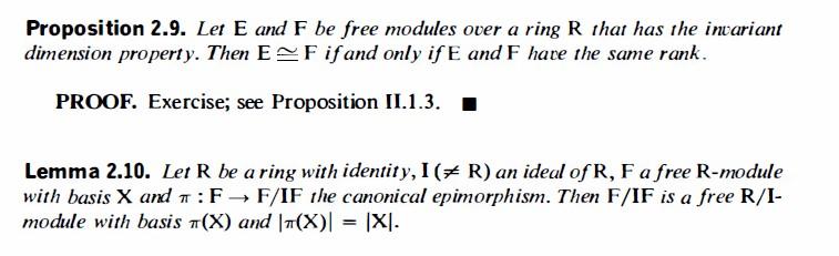 Solved Proposition 2.9. Let E and F be free modules over a | Chegg.com