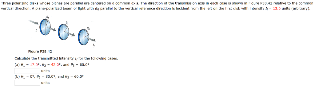 Solved Three polarizing disks whose planes are parallel are | Chegg.com